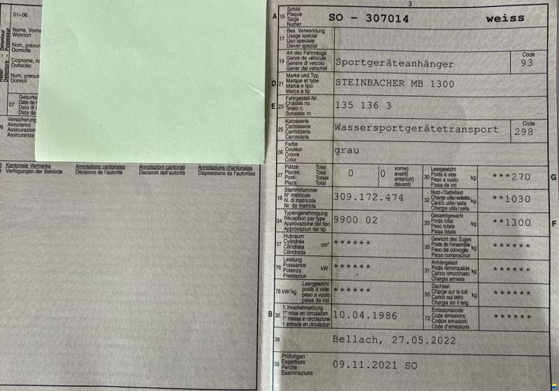 1986 Steinbacher MB 1300, CHF 1.300,-