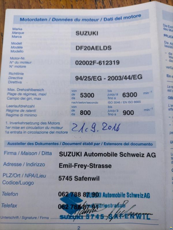 2016 Suzuki 20Ps, CHF 1.800,-
