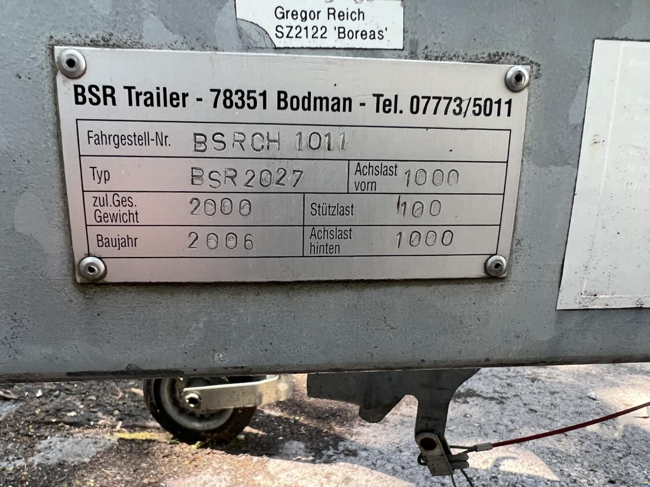 2006 BSR Bootstrailer Kf20, CHF 1.900,-