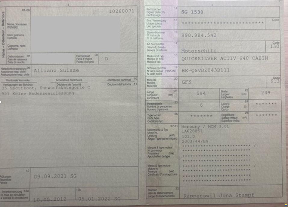 2012 Quicksilver 640 Active Cabin, CHF 35.000,-