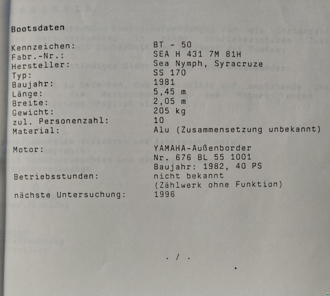 1981 Sea Nymph Syracruze SS 170, 4 000 EUR